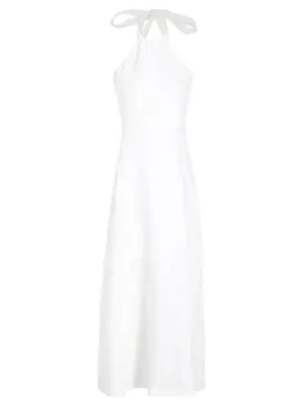 8 BY YOOX Linen Halter Maxi Dress - White