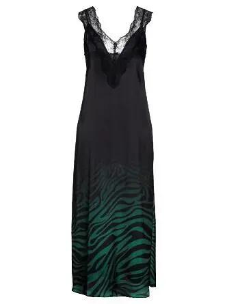 GAËLLE PARIS Zebra-print Maxi Slip Dress - Black