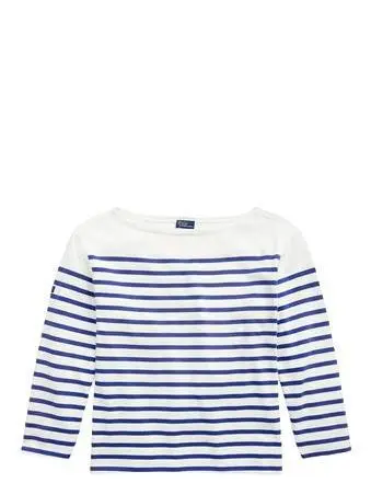Polo Ralph Lauren Striped Boatneck Jersey Tee - Blue