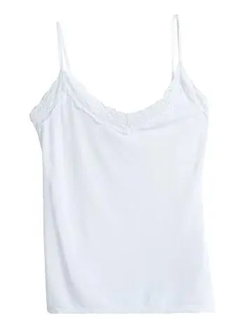 120% Lino Lace-trimmed Linen Tank Top - White
