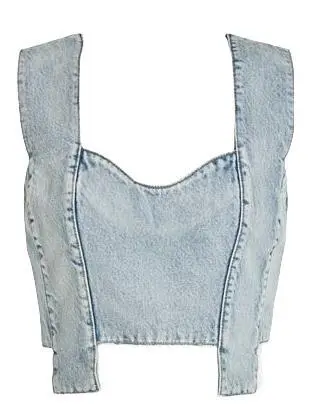 GANNI Denim Crop Top - Blue
