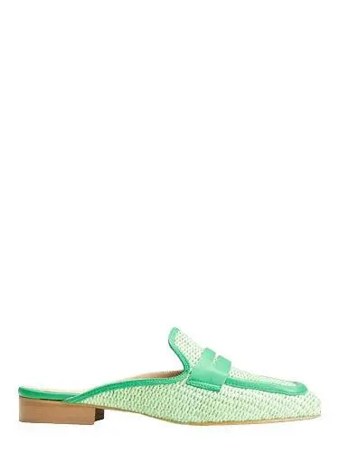 8 BY YOOX Woven Raffia Penny Mules - Green