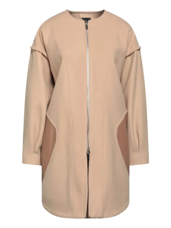 MARC ELLIS Single-breasted Flannel Coat - Beige