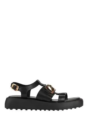 TOD'S Calfskin Gladiator Sandals - Black