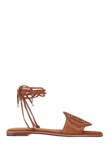 Maje Studded Leather Sandals - Brown