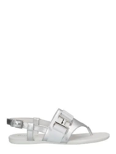 Hogan Leather Thong Sandals - Silver