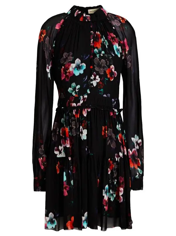 NICHOLAS Floral-print Chiffon Mini Dress - Black