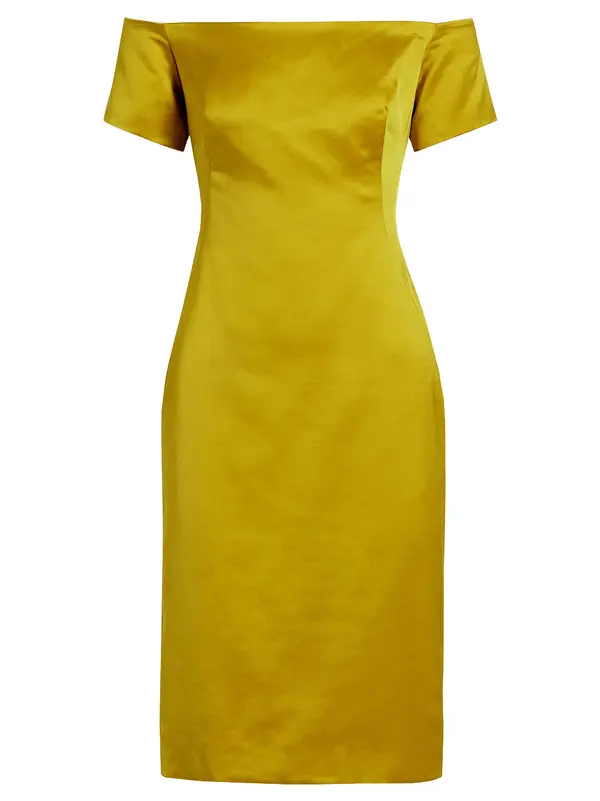 Lela Rose Off-the-shoulder Satin-crepe Dress - Chartreuse