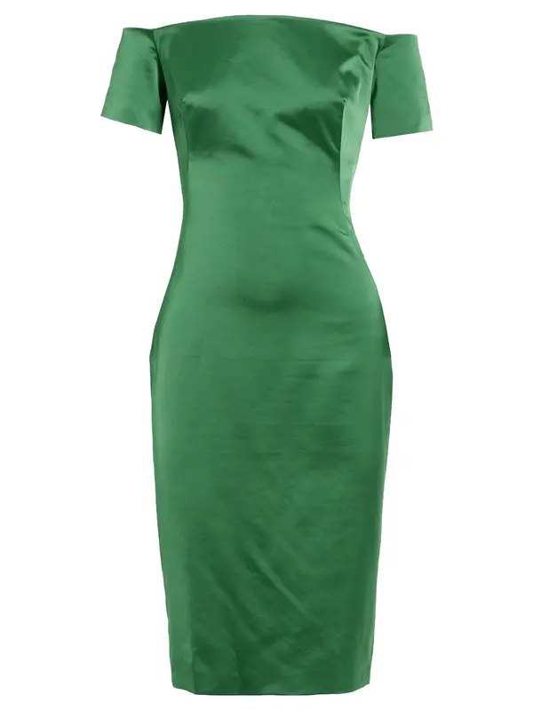 Lela Rose Off-the-shoulder Satin-crepe Dress - Emerald