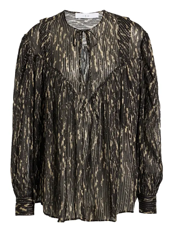 IRO PARIS Artya Metallic Printed Blouse - Black