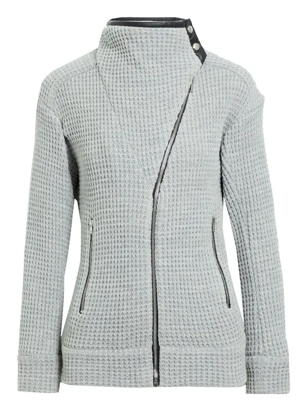 IRO PARIS Chelane Leather-trimmed Waffle-knit Jacket - Gray