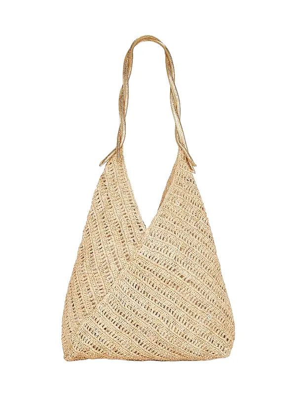 FLORABELLA Panama Lux Raffia Bag - Natural & Gold