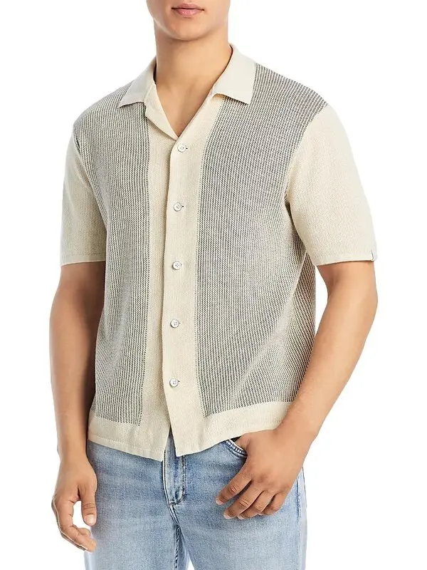 Rag & Bone Harvey Knit Camp Shirt - Ivory Black
