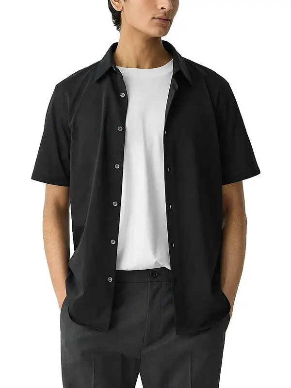 Theory Irving Short-sleeve Shirt In Structure Knit - Black