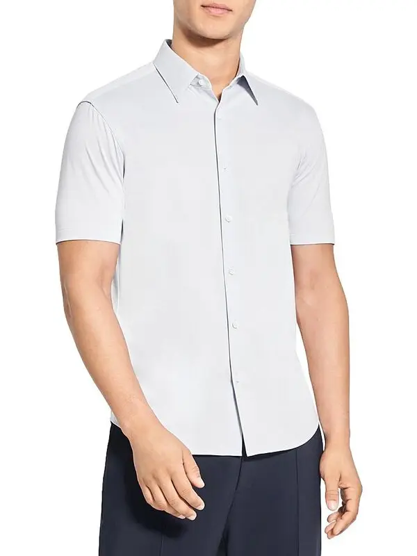 Theory Irving Short-sleeve Shirt In Structure Knit - Olympic