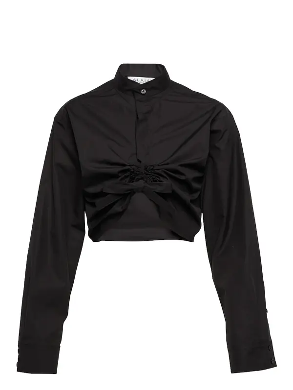 Alaïa Cropped Cotton Shirt - Black
