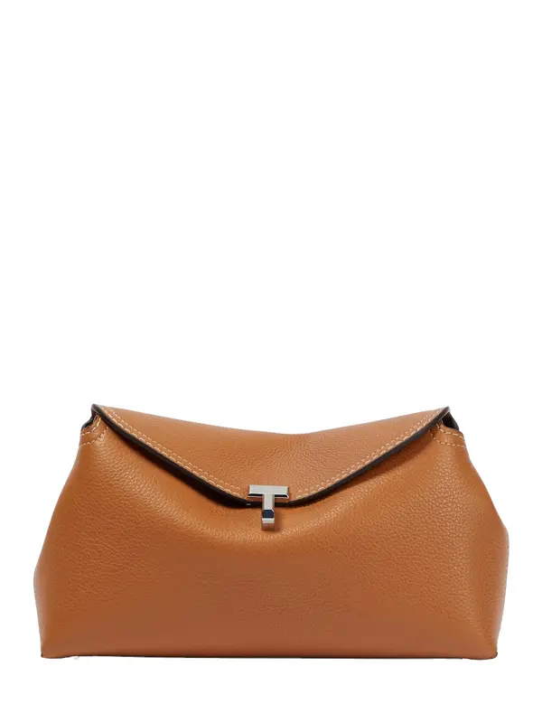 TOTÊME T-lock Leather Clutch - Brown
