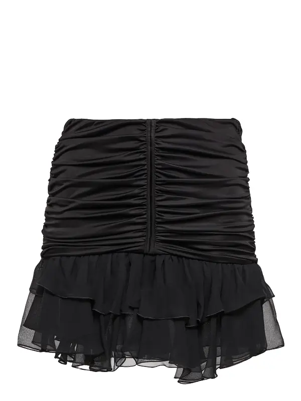 Blumarine Ruffle-trimmed Pleated Miniskirt - Black