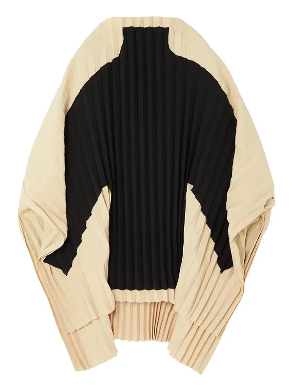 A.W.A.K.E. Mode Pleated Two-tone Satin Poncho - Black