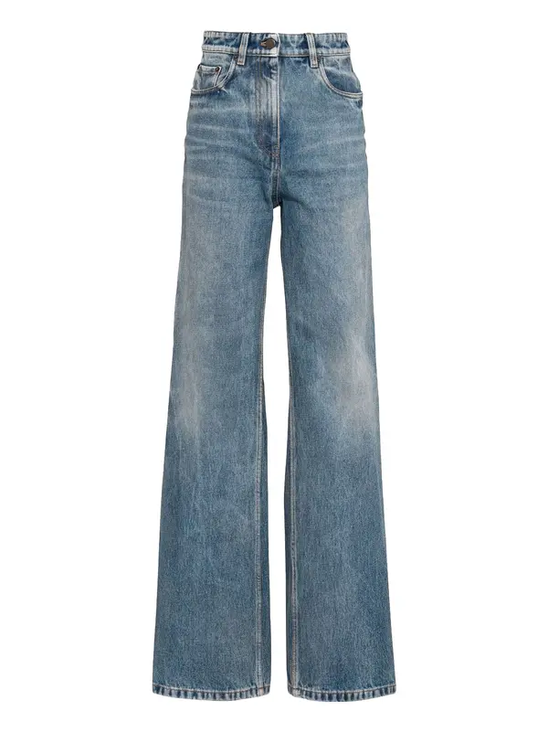 Prada Bleached-effect Straight-leg Jeans - Blue