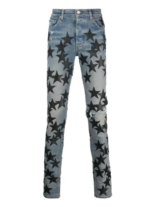 Amiri Star Patch Skinny Jeans - Blue
