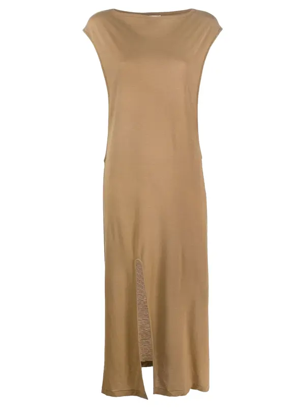 Auralee Front-slit Cut-out Dress - Neutrals