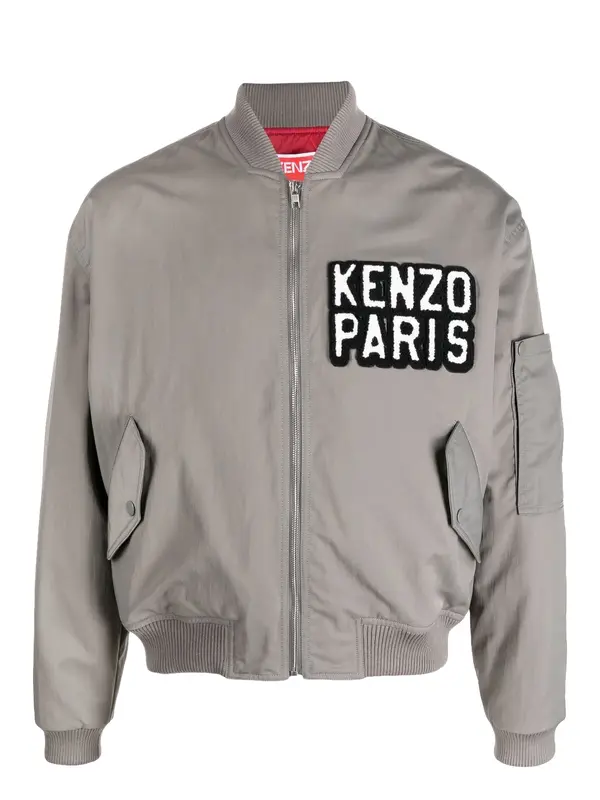 Kenzo Logo-patch Bomber Jacket - Grey