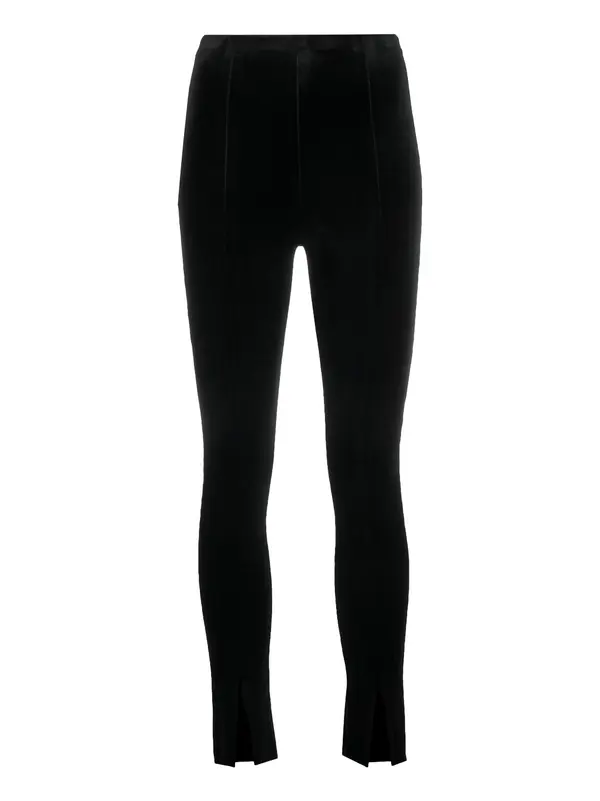 Alchemy Fashions X Lia Aram Hem-split Velvet Trousers - Black