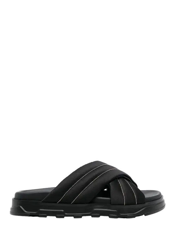 Fabiana Filippi Quilted Crossover Slides - Black