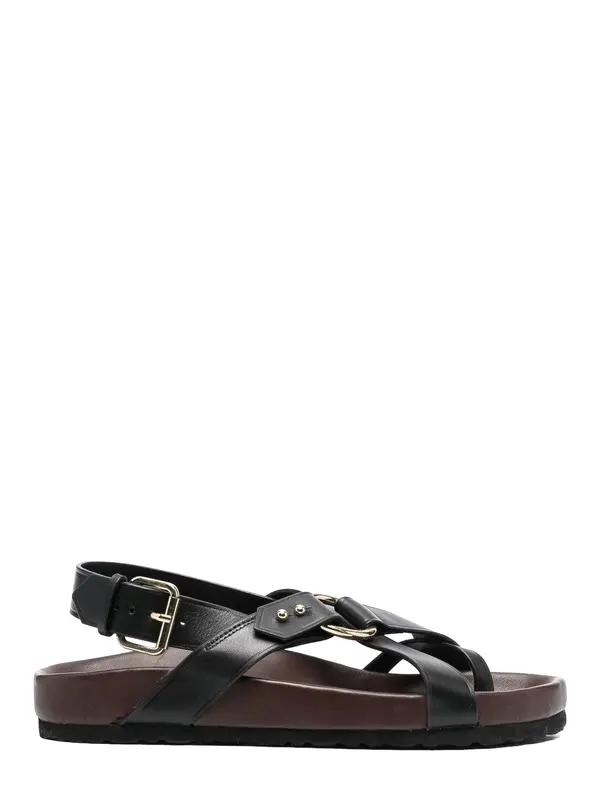 Soeur Mexico Leather Sandals - Black