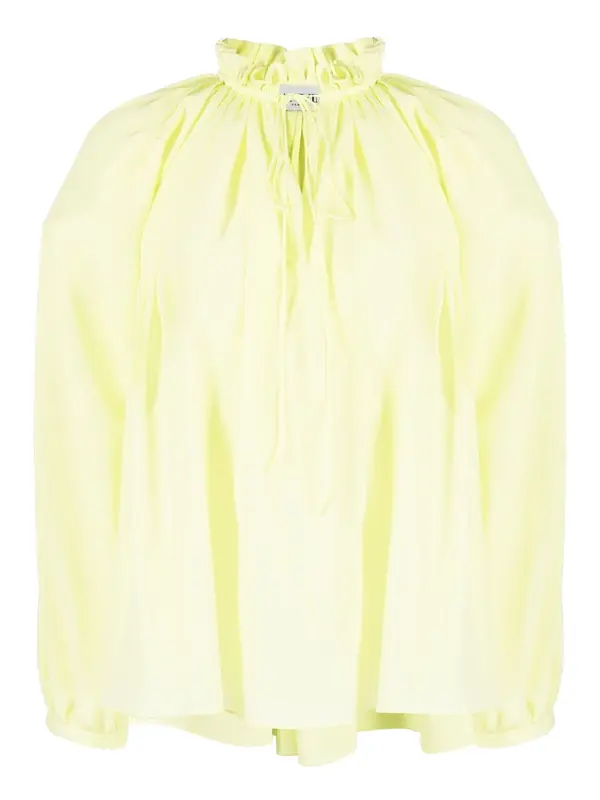 LANVIN Pleated-neckline Silk Blouse - Green