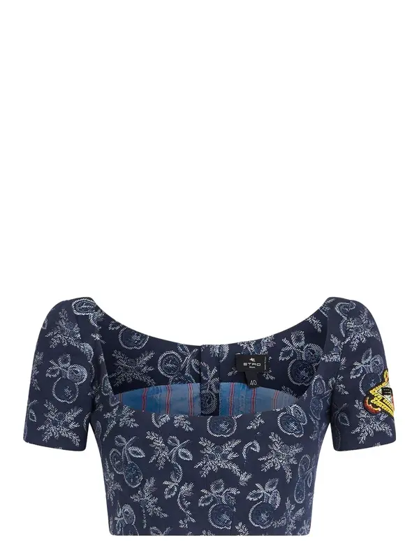 Etro Floral-jacquard Crop Top - Blue