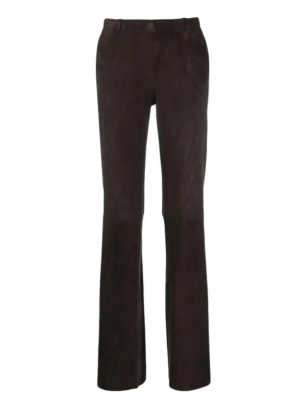 Stouls Flared Suede Trousers - Brown