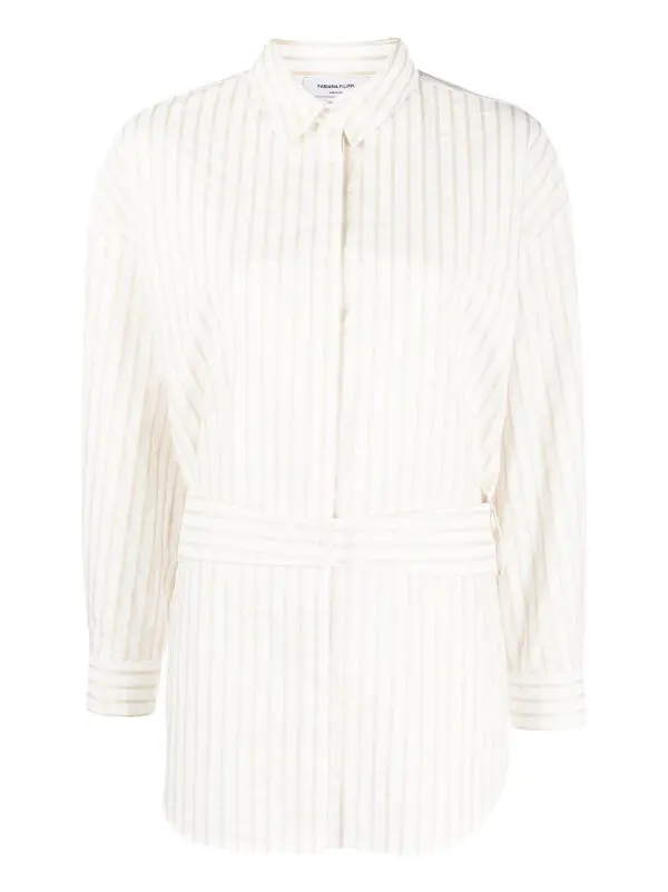 Fabiana Filippi Stripe-print Tied-waist Shirt - White