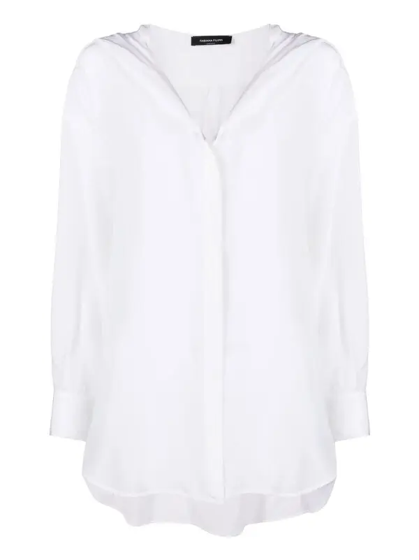 Fabiana Filippi Hooded V-neck Shirt - White