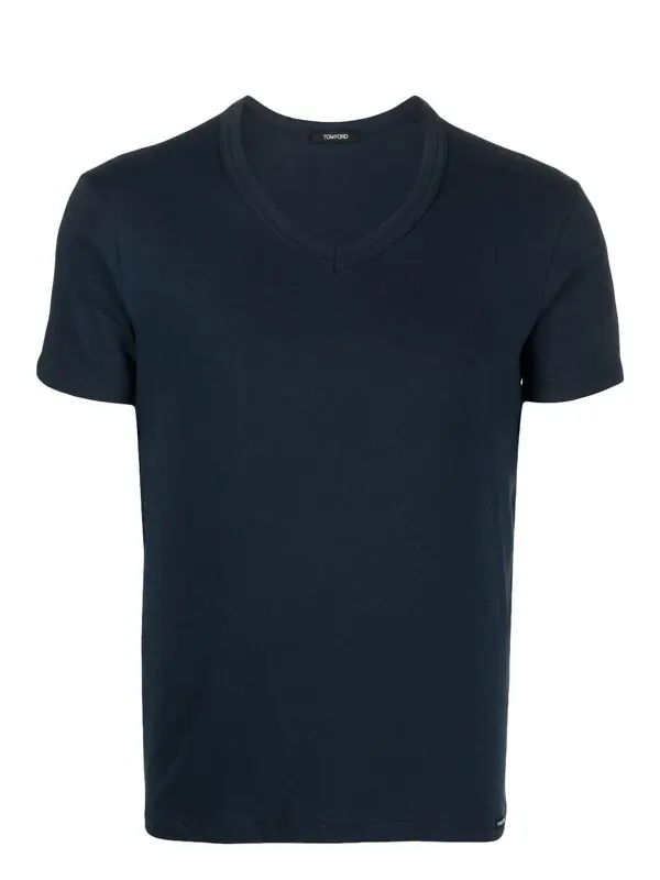 TOM FORD V-neck Short-sleeve T-shirt - Blue