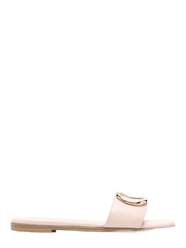 TWINSET Logo Plaque Square-toe Slides - Pink