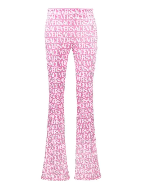 Versace Logo-print Flared Trousers - Pink