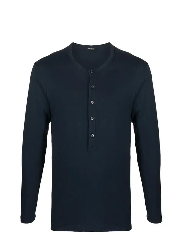 TOM FORD Henley-neck Long-sleeve T-shirt - Blue