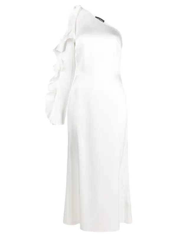 David Koma One-shoulder Ruffled Midi Dress - White