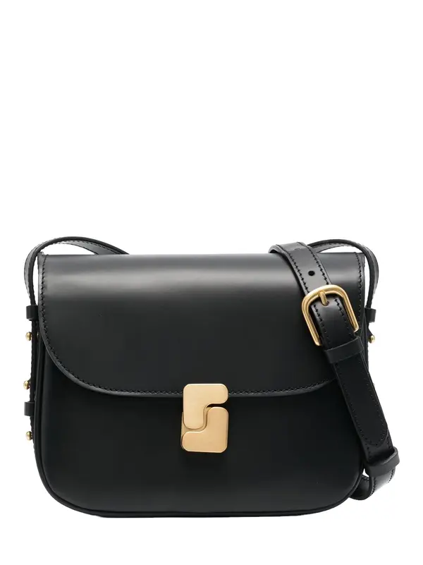 Soeur Leather Shoulder Bag - Black