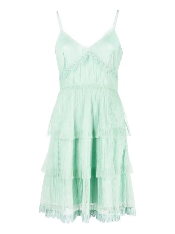 TWINSET Lace-trim Ruffled Mini Dress - Green