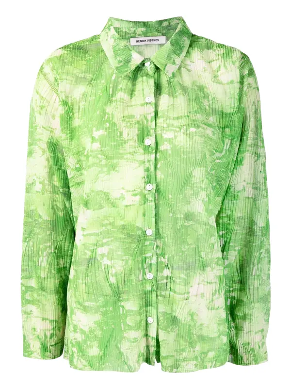 Henrik Vibskov Printed Plissé Shirt - Green