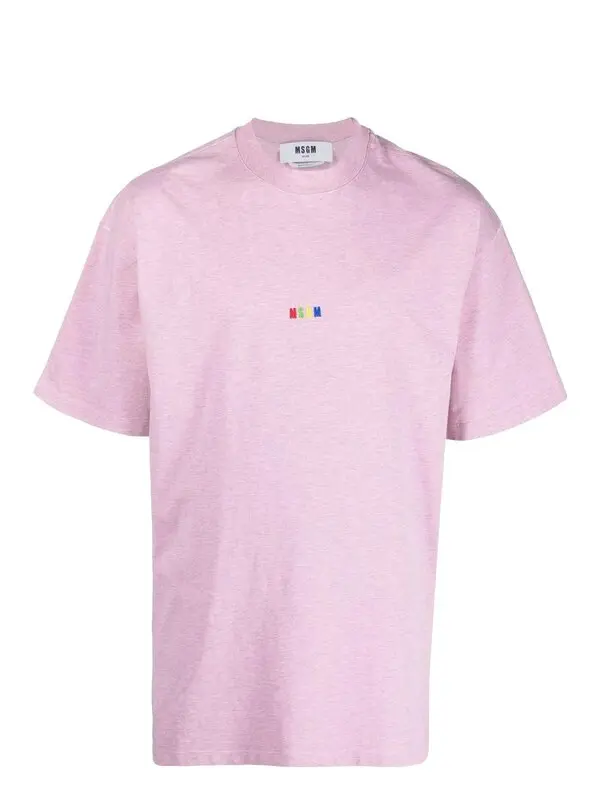 MSGM Embroidered-logo Cotton T-shirt - 12 Light Pink