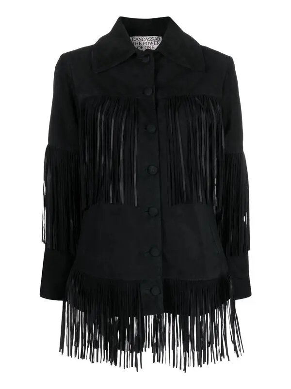 DANCASSAB Rimon Fringed Leather Jacket - Black