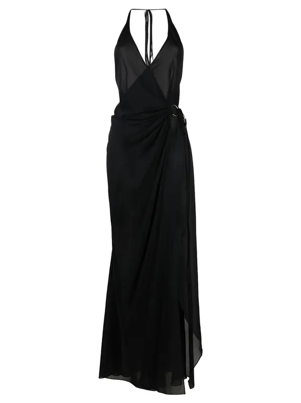 LOUISA BALLOU Semi-sheer Maxi Dress - Black