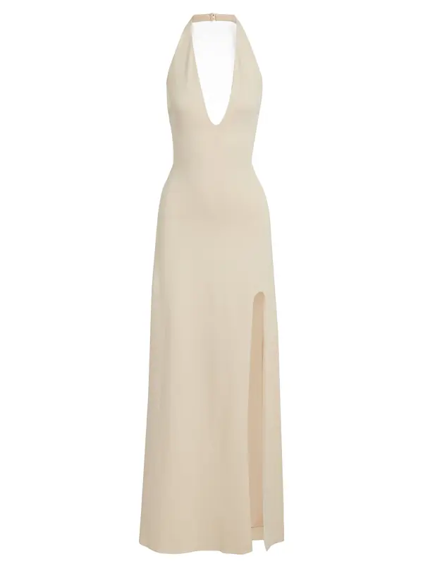 Halston Carina Ponte Gown - Beige