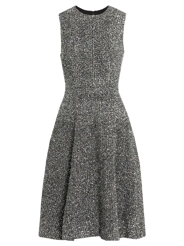 Lela Rose Metallic Bouclé-knit Dress - Silver