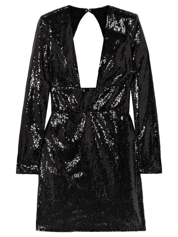 Dundas Open-back Sequined Mini Dress - Black