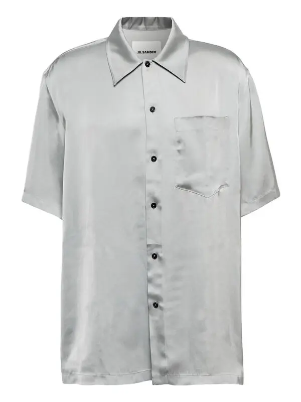 JIL SANDER Shirt 36 Satin Bowling Shirt - Grey